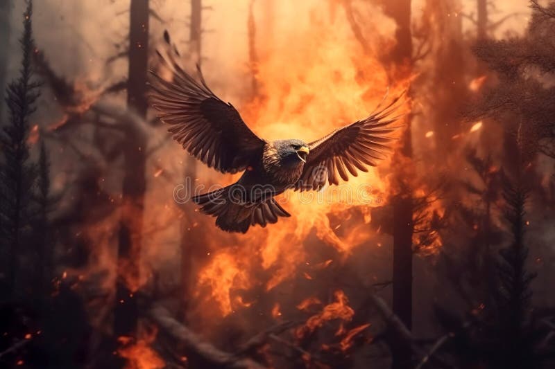 Birds Fly Out of the Burning Forest. Forest Fires are a Problem of ...