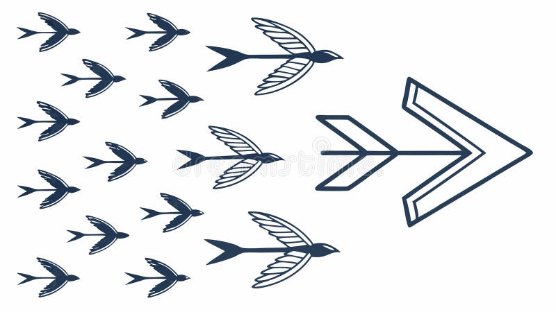 Birds Flying in Arrow Formation Vector, Freedom and Direction, Vector ...