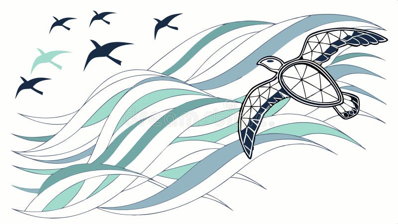 Birds Flying Over Abstract Waves Nature Graphic Vector Design ...