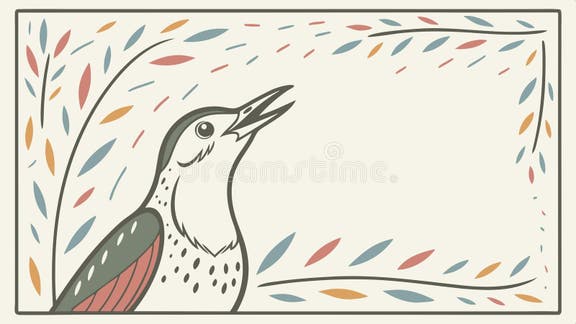 Birds in Frame Design, Nature Border, Decorative Element, Art Vector ...