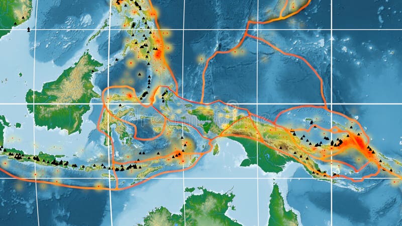 Birds Head Plate Outlined, Mollweide Projection - Physical Stock ...