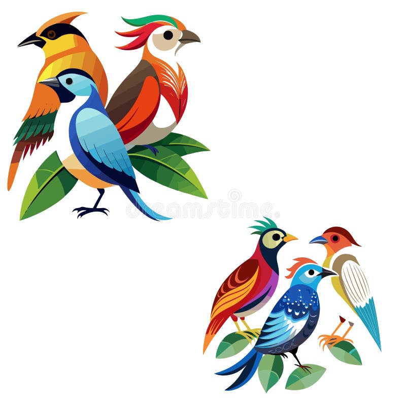 Birds Icon Set. Vector Flat Style Stock Vector - Illustration of flying ...