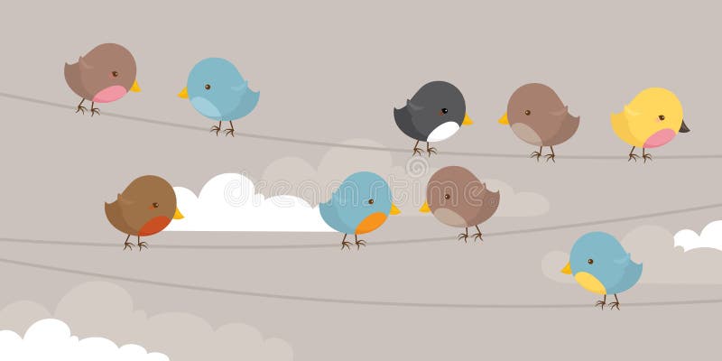 Birds on a Line stock vector. Illustration of bright - 73646098
