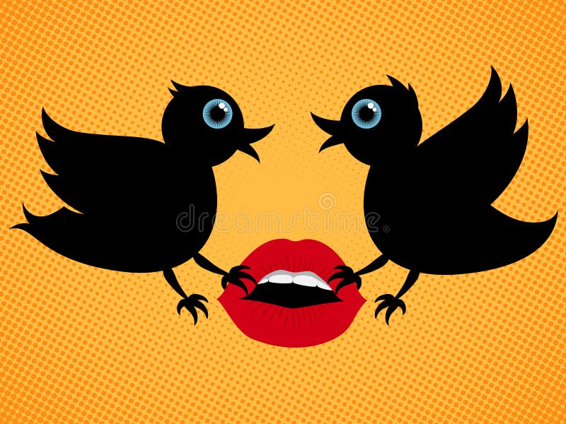 Birds with lips stock vector. Illustration of network - 49577151