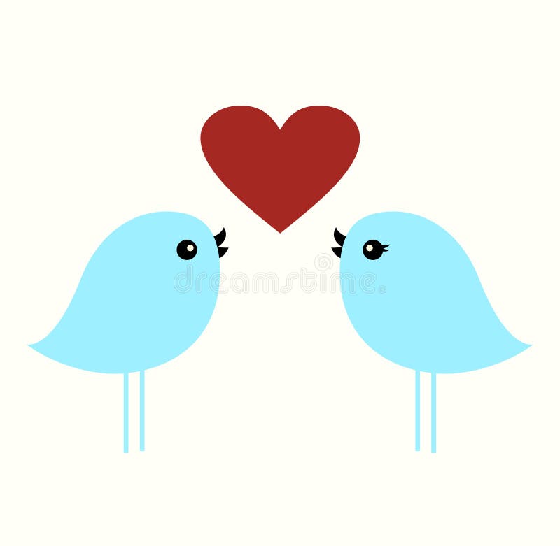 Birds in Love on a Tree Branch Stock Vector - Illustration of romantic ...