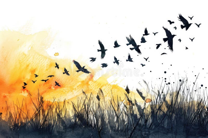 Birds in Motion, Flying High in the Clear Blue Sky Stock Image - Image ...