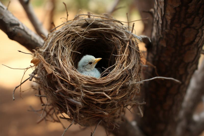 Birds Nest Cradled in a Tree Stock Illustration - Illustration of eggs ...