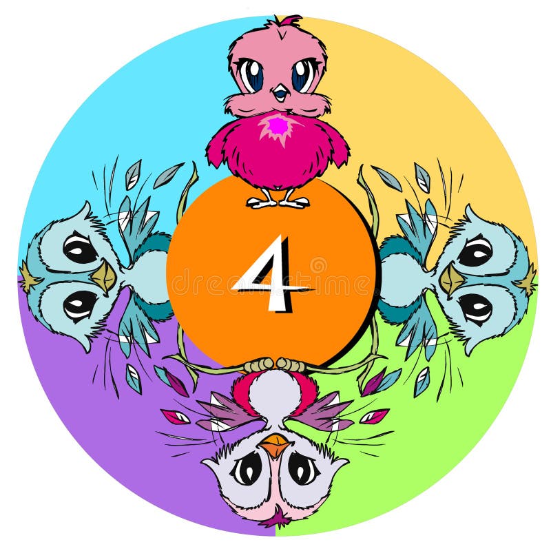 Number Four for Children or Baby Cartoon Stock Vector - Illustration of ...