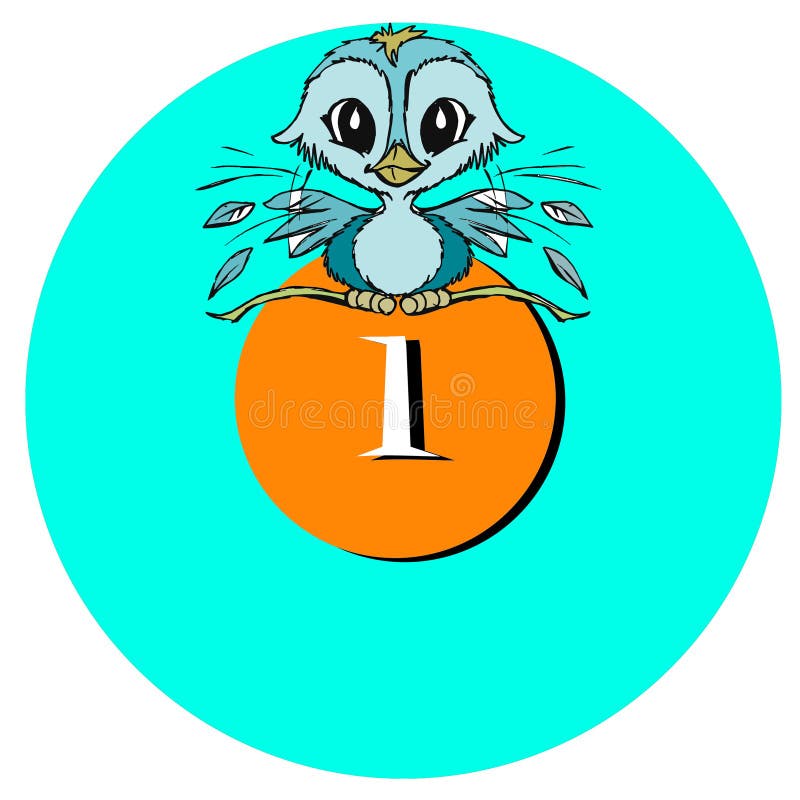 Number one colored cartoon stock vector. Illustration of first - 13513553