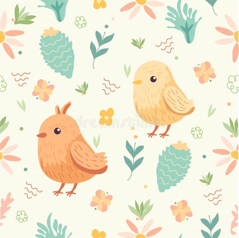 Birds Pattern. Hand Drawn Birds Pattern Vector Pattern with Birds Stock ...