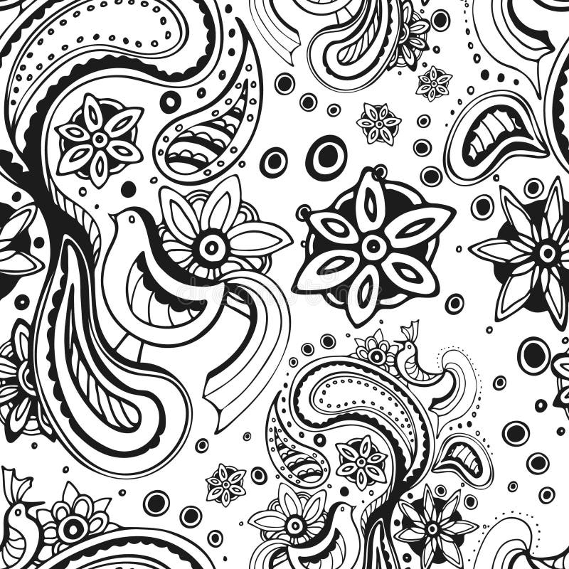 Birds pattern stock vector. Illustration of black, floral - 56011440