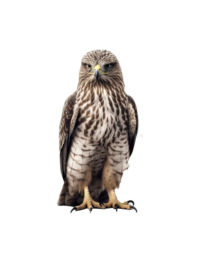 Birds of Prey - Red-tailed Hawk Isolated on White Background. Stock ...