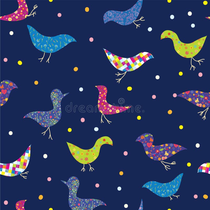 Funny Birds Seamless Pattern Stock Vector - Illustration of abstract ...