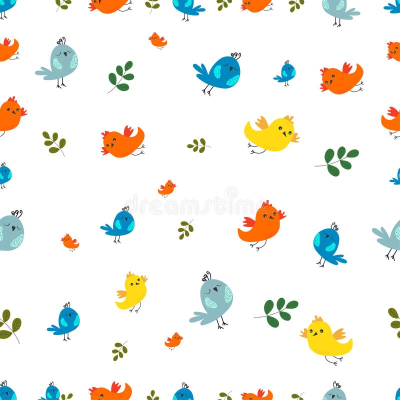 Birds Seamless Pattern Colorful Bird Pattern for Textile and Wallpapers ...