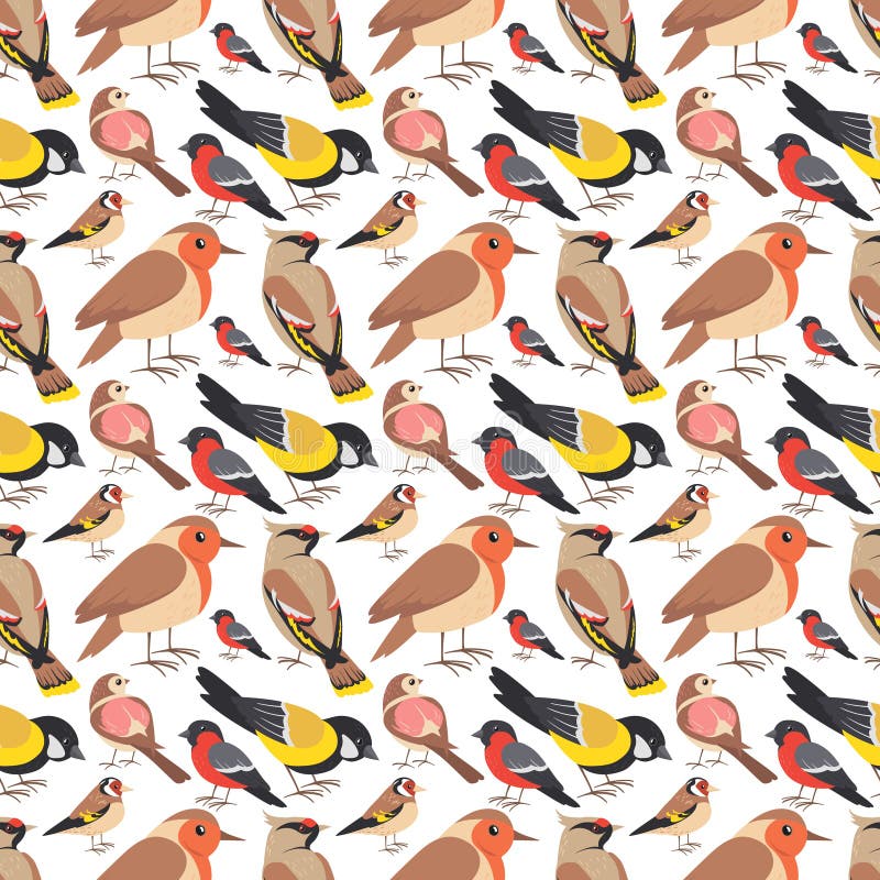 Birds Seamless Pattern Design Stock Vector - Illustration of retro ...