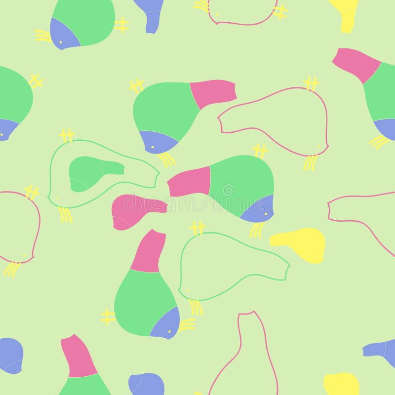 Birds Seamless Pattern, Stripes, Spots . Hand Drawn. Stock Vector ...