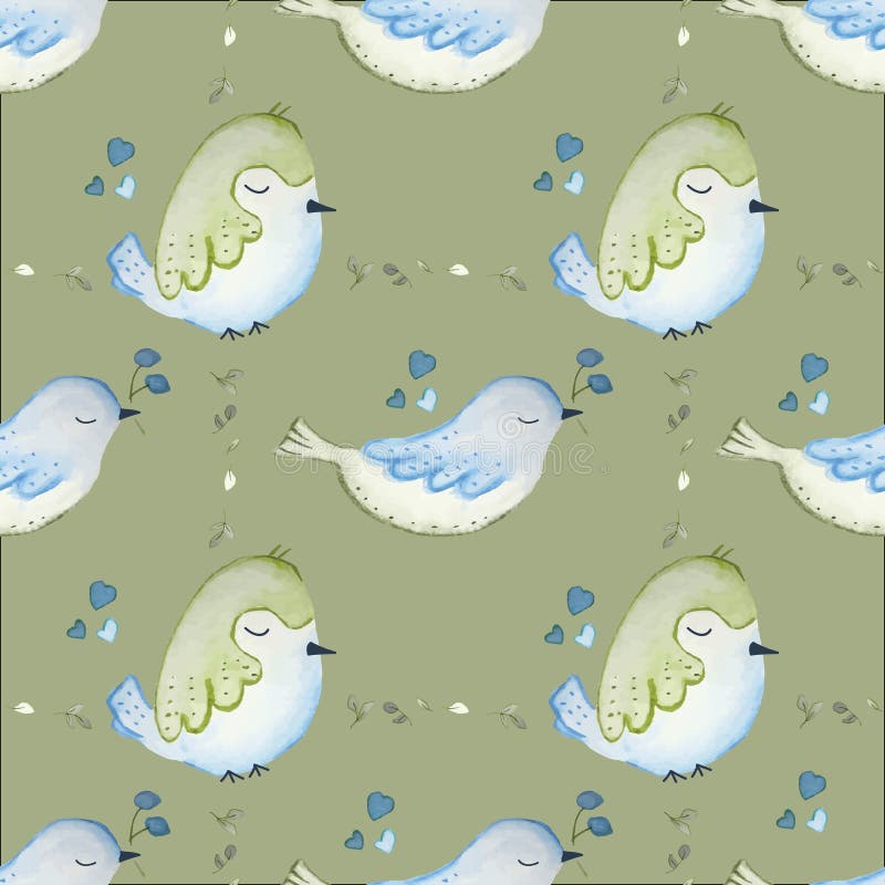 BIRDS SEAMLESS REPEAT PRINT PATTERN TILE Stock Vector - Illustration of ...