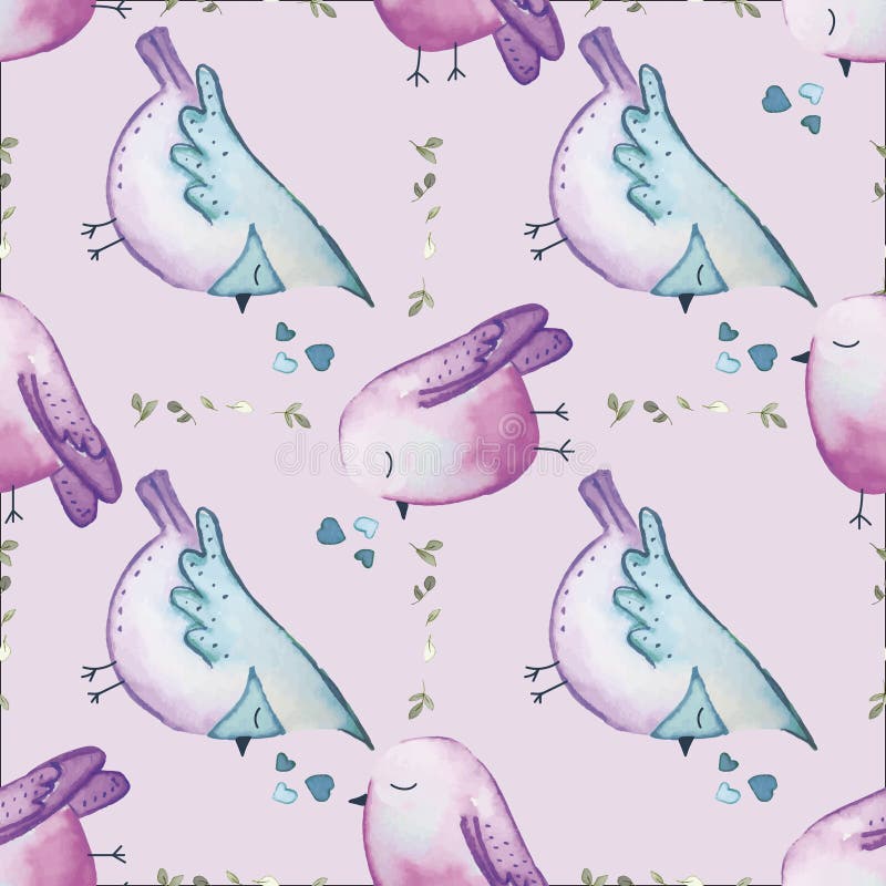 Birds Seamless Repeat Print Pattern Tile Stock Illustration ...