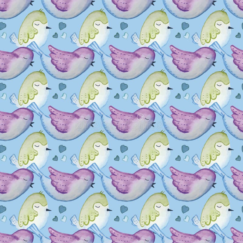 BIRDS SEAMLESS REPEAT PRINT PATTERN TILE Stock Vector - Illustration of ...