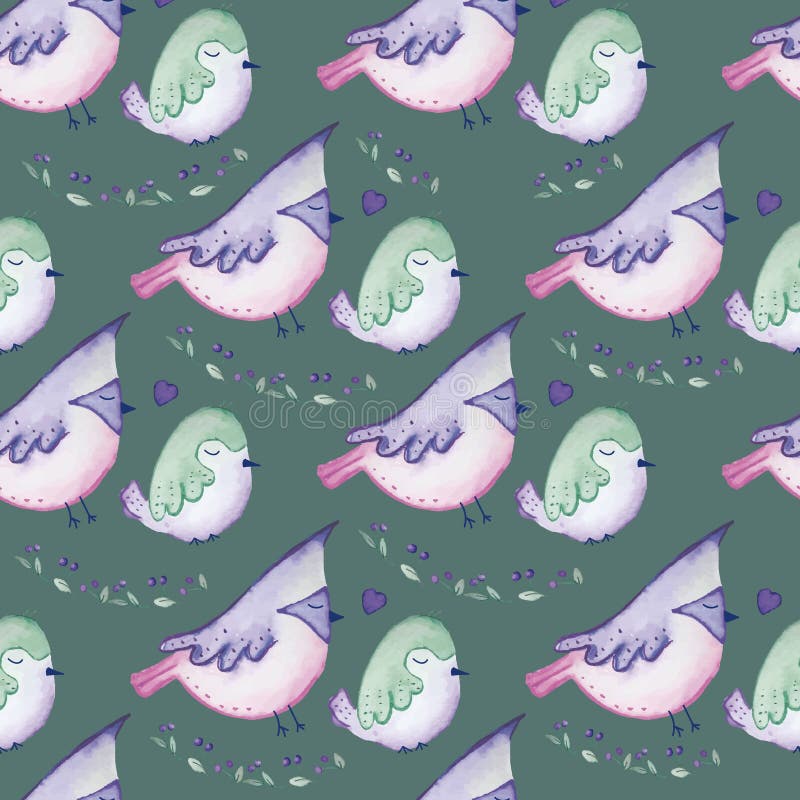 Birds Seamless Repeat Print Pattern Tile Stock Vector - Illustration of ...