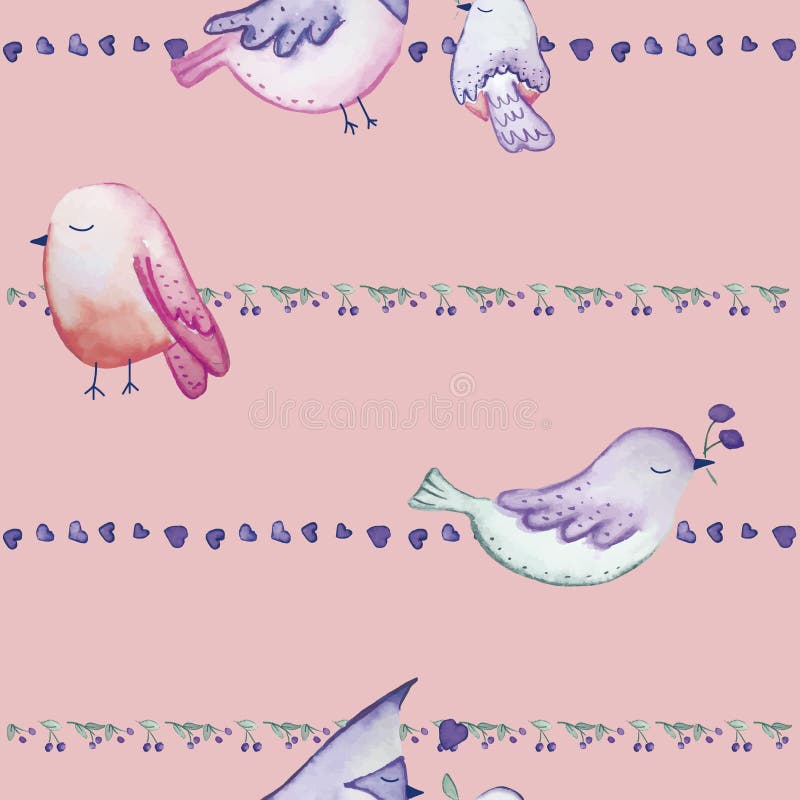 BIRDS SEAMLESS REPEAT PRINT PATTERN TILE Stock Vector - Illustration of ...