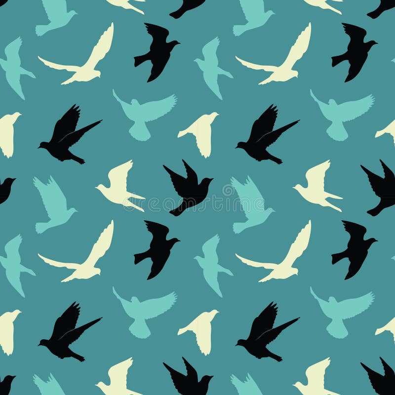 Birds Silhouettes - Flying Seamless Pattern Stock Vector - Illustration ...