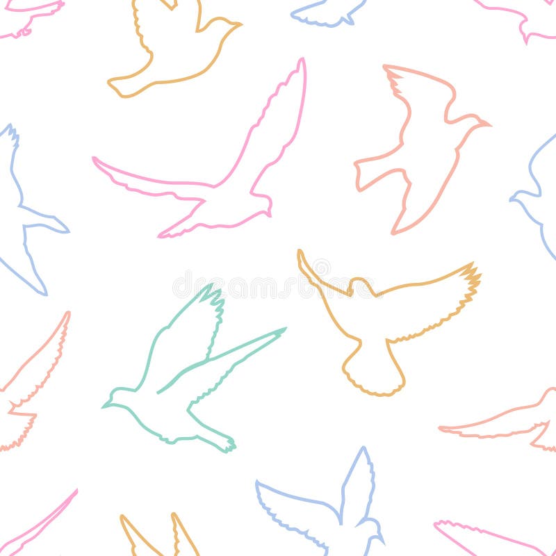 Birds Silhouettes - Flying Seamless Pattern Stock Vector - Illustration ...