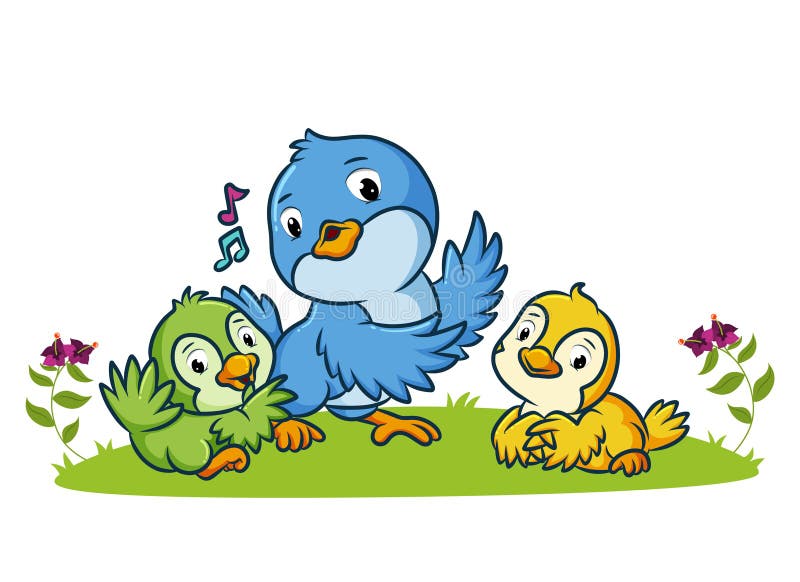 The Birds are Singing and Dancing Together in the Park Stock Vector ...