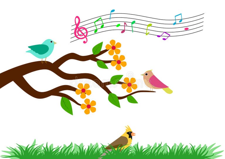 Group of Bird Singing on Tree Image Vector Stock Vector - Illustration ...
