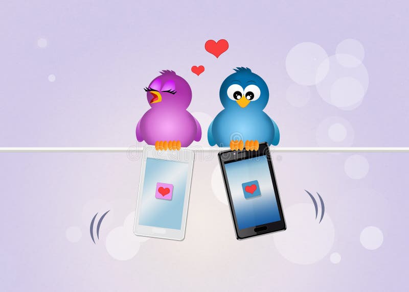 Birds with smartphones stock illustration. Illustration of touch - 73288835