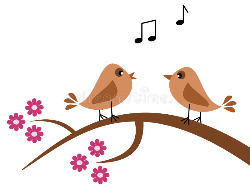 Birds in the Spring Singing Stock Vector - Illustration of bird, nature ...