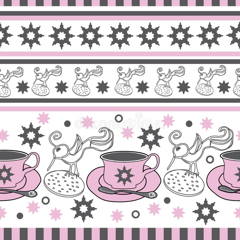 Birds,Stars,Strip,Cups-Garden Tea Party. Seamless Repeat Pattern Swatch ... Birds,Stars,Strip,Cups-Garden Tea Party. Seamless Repeat Pattern Swatch ...