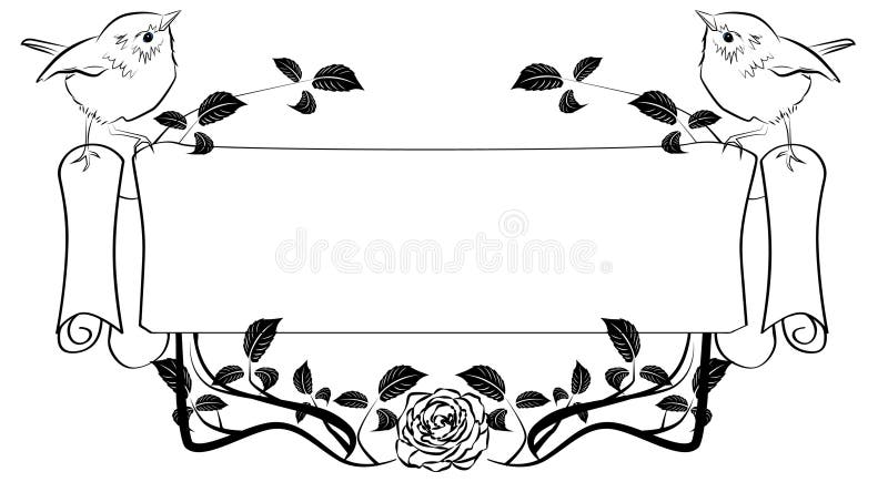 Birds with text box 4 stock illustration. Illustration of drawing ...
