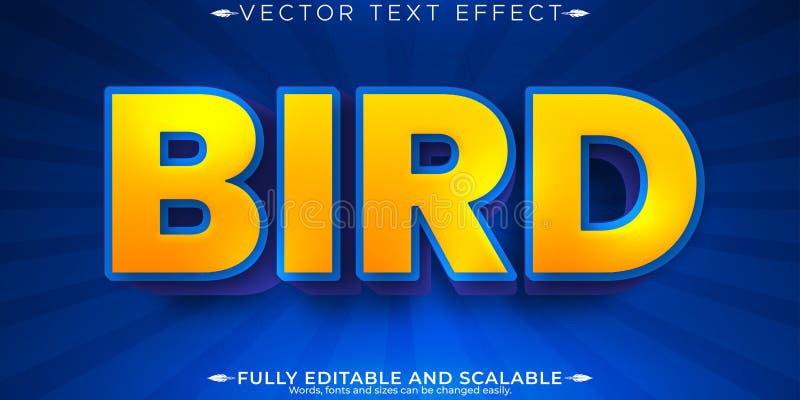 Birds Text Effect, Editable Cartoon and Parrot Text Style Stock Vector ...