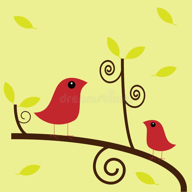 Birds in tree stock vector. Illustration of cute, whimsy - 13134263