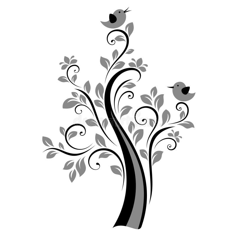 Tree with Photo Frames and Birds, Vector Stock Vector - Illustration of ...