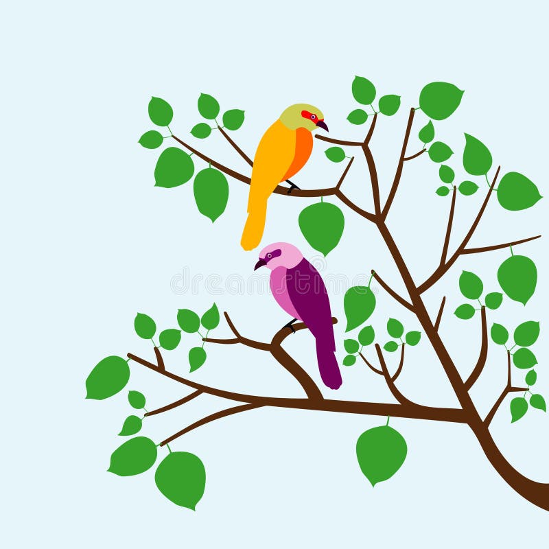 Birds in tree stock vector. Illustration of cute, whimsy - 13134263