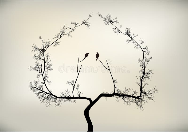 2 birds on tree stock vector. Illustration of couple - 28210550