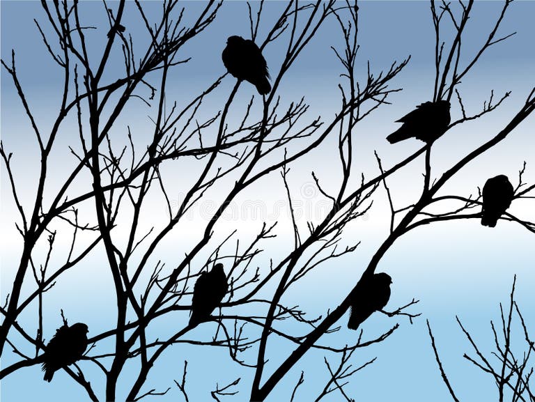 Black White Tree Flock Birds Stock Illustrations – 660 Black White Tree ...