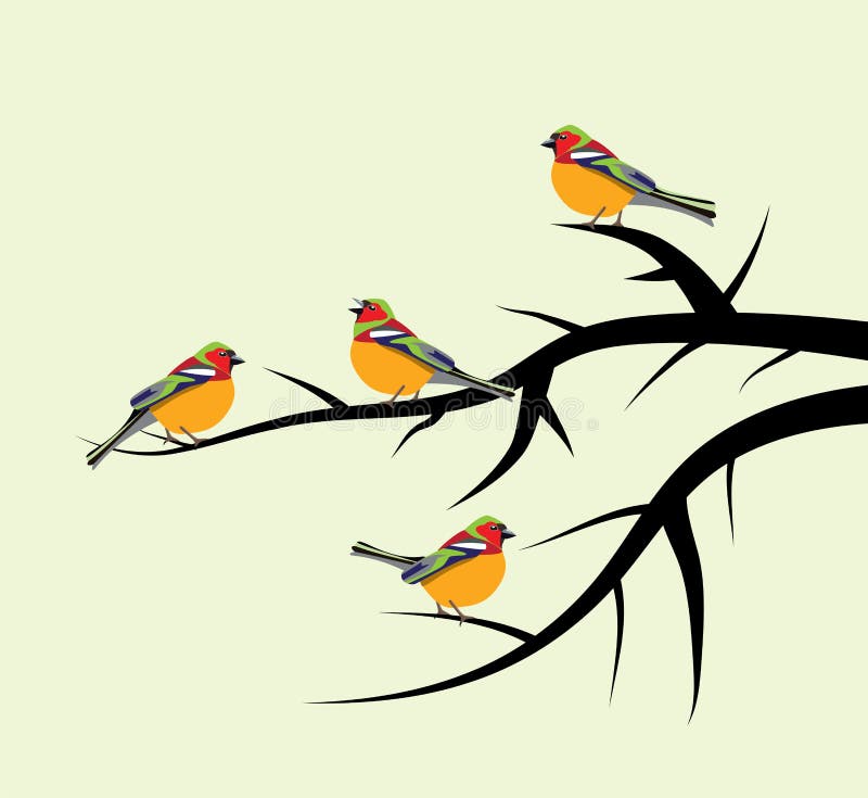 Color Birds on Tree, Vector Stock Vector - Illustration of flying ...