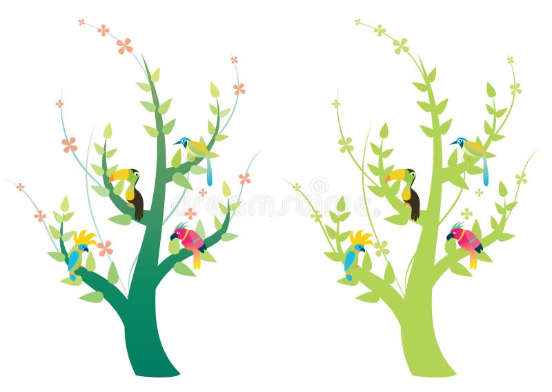Birds on Trees stock vector. Illustration of colourful - 10739876