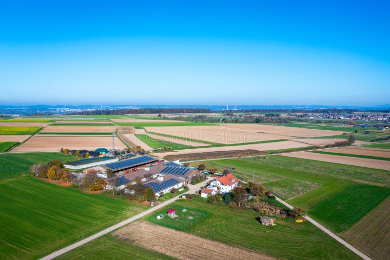 Birds View of a Farm and Empty Fields Stock Photo - Image of ground ...