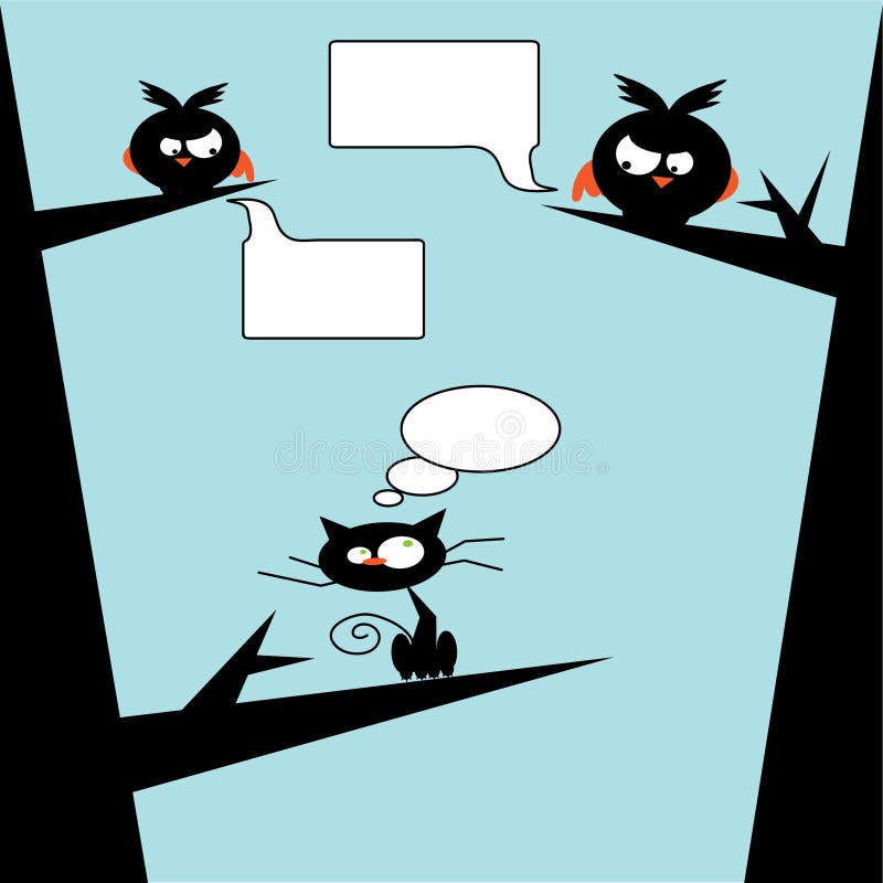 Cat Tree Birds Cartoon Stock Illustrations – 243 Cat Tree Birds Cartoon ...