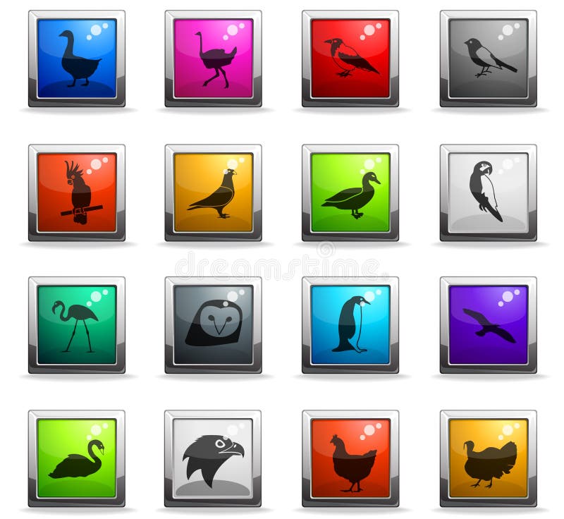 Birds icon set stock vector. Illustration of turkey - 122263170