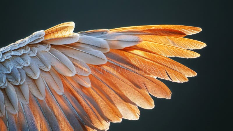 A Birds Wing Feathers Bathed in Sunlight Stock Illustration ...