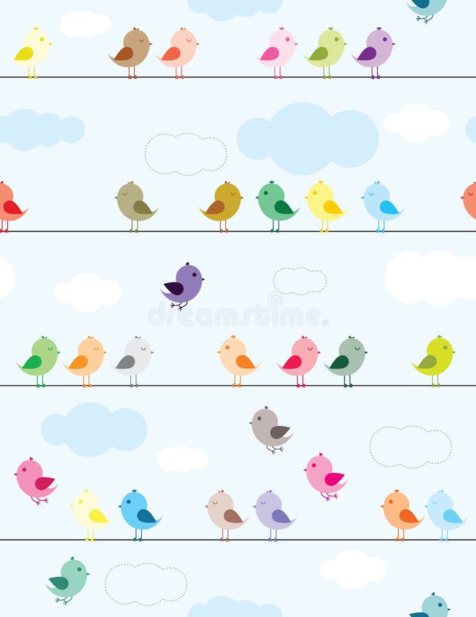 Birds on wires stock vector. Illustration of clouds, sweet - 18789376