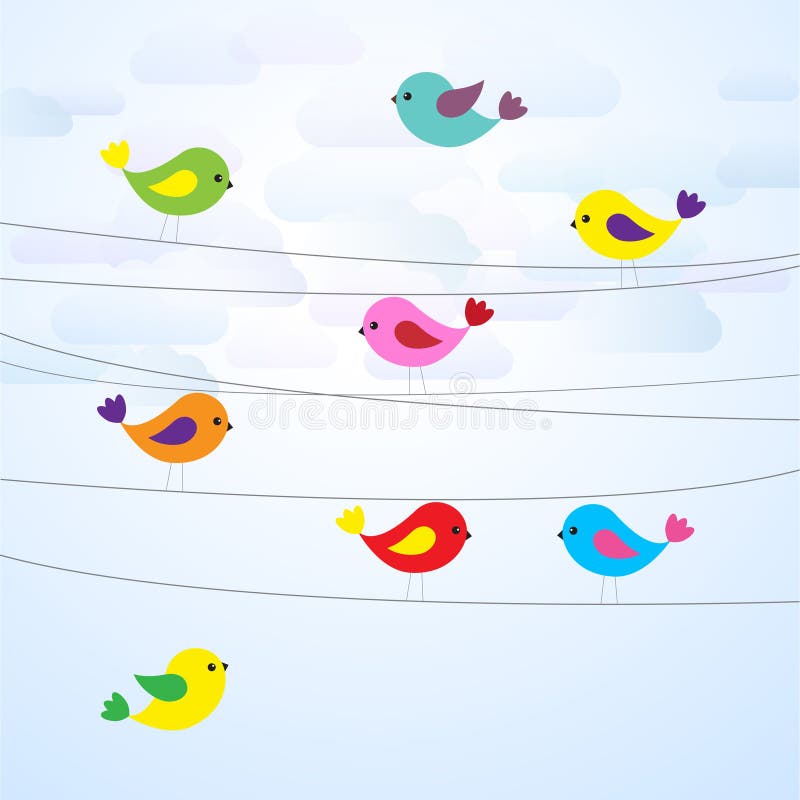 Birds on wires stock vector. Illustration of life, freedom - 23772148
