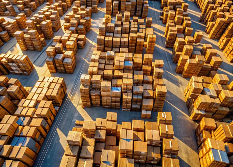 A BirdsEye View of a Busy Cargo Distribution Center Efficient Parcel ...