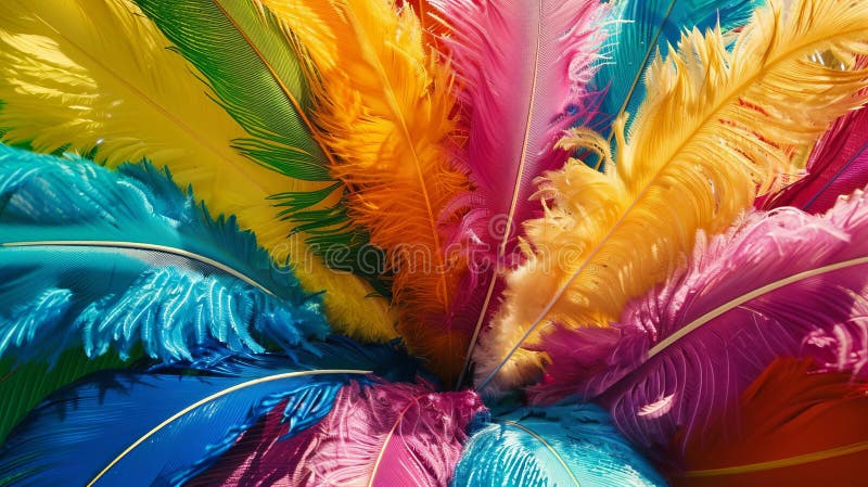 Birdseye View of Colorful Feathers at a Carnival Scene Stock ...