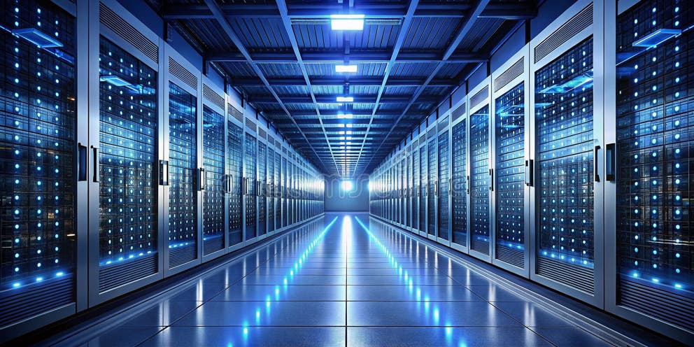 A Birdseye View of a Modern Data Centers Intricate Server Network Showcasing the Complex ...